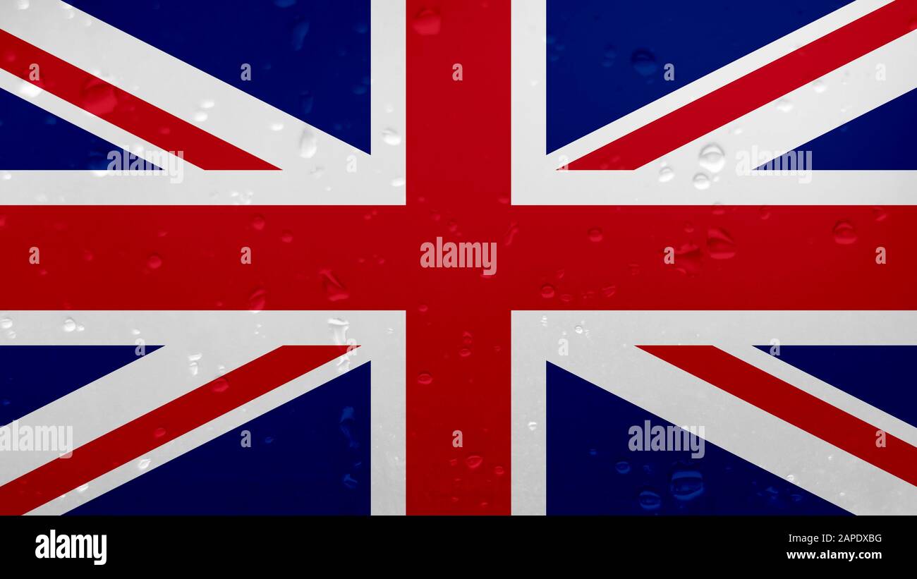 A Few Raindrops On UK Great Britain Flag, Background Texture Stock ...