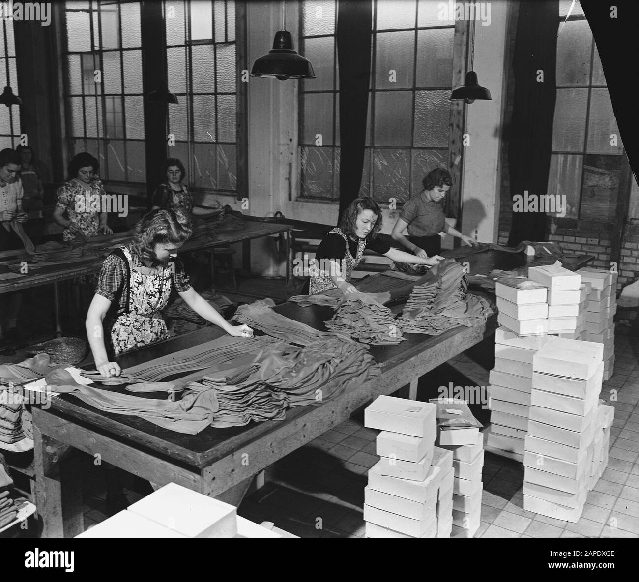 Textile manufacturing stockings at Tilburg Description: The stockings ...