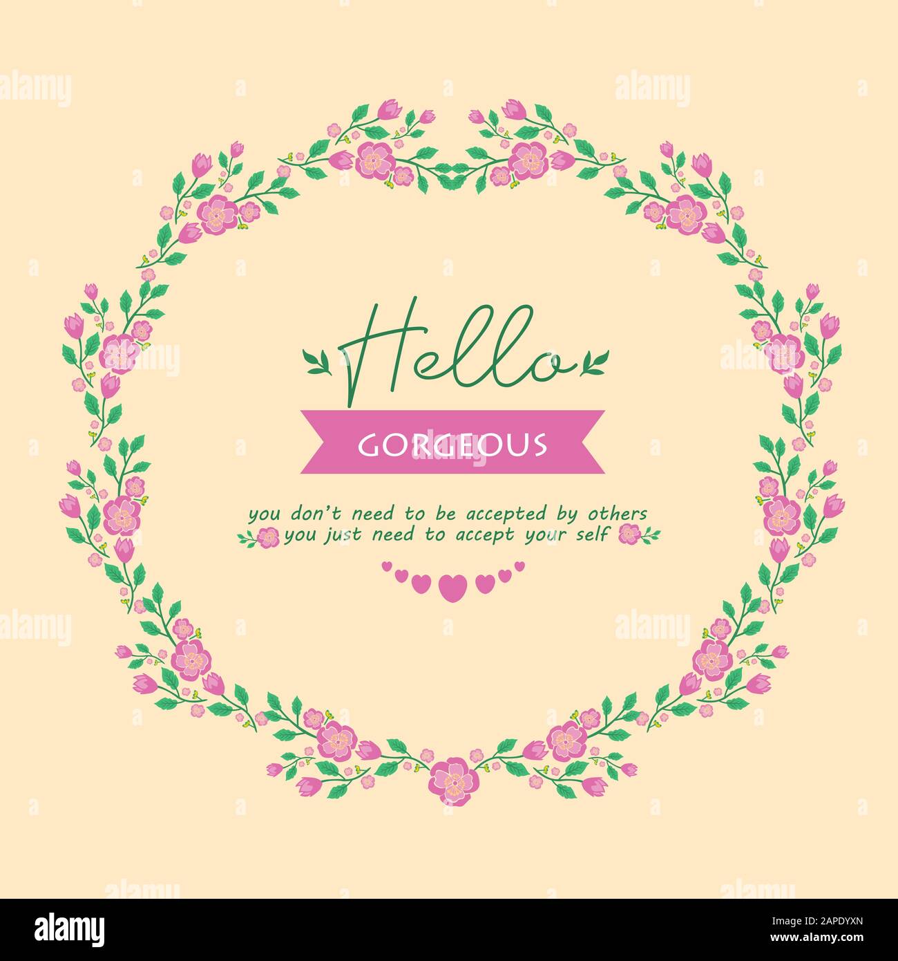 Decorative frame with seamless leaves and flower, for elegant hello ...