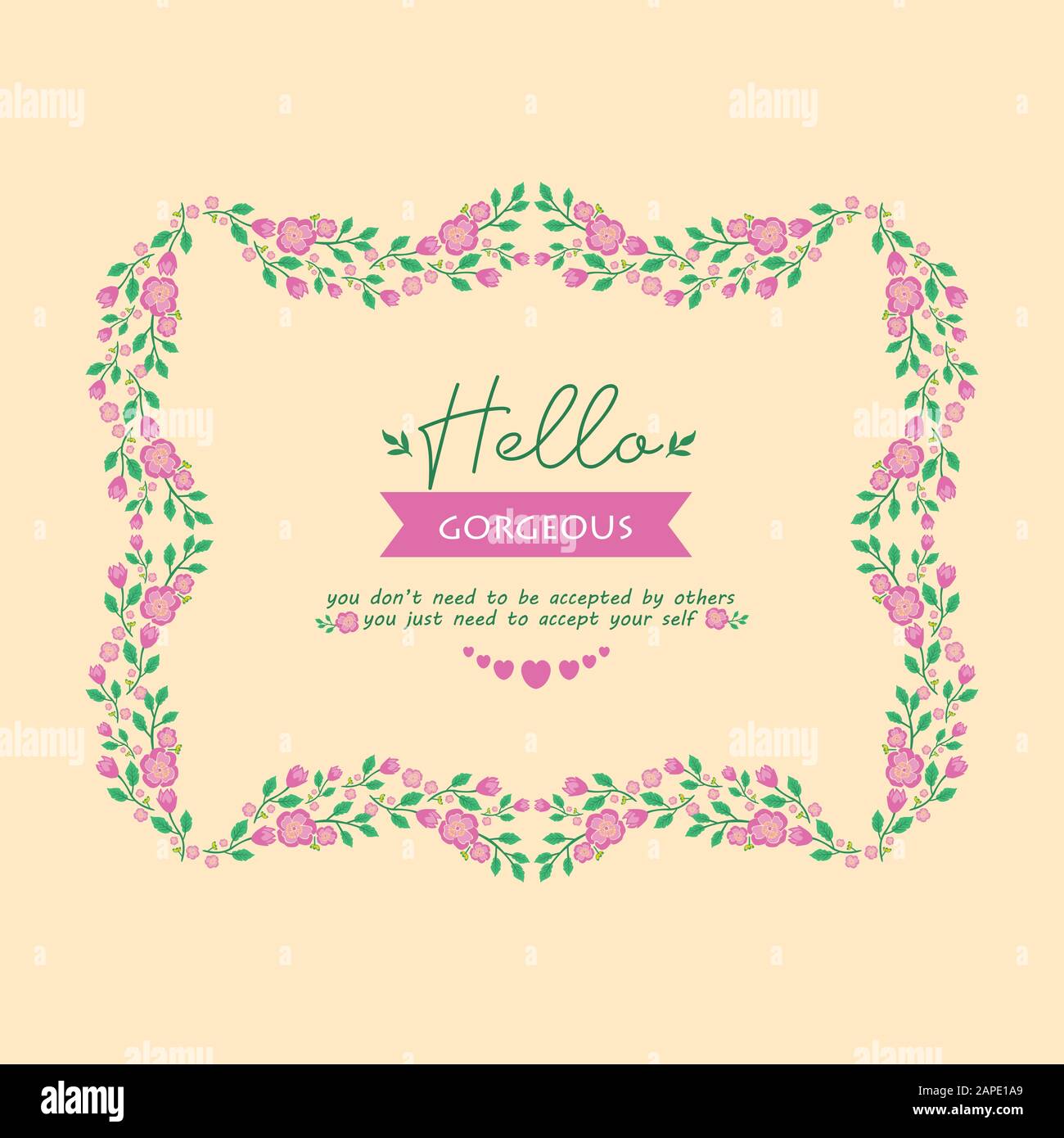 Seamless shape of leaf and flower frame, for hello gorgeous invitation ...