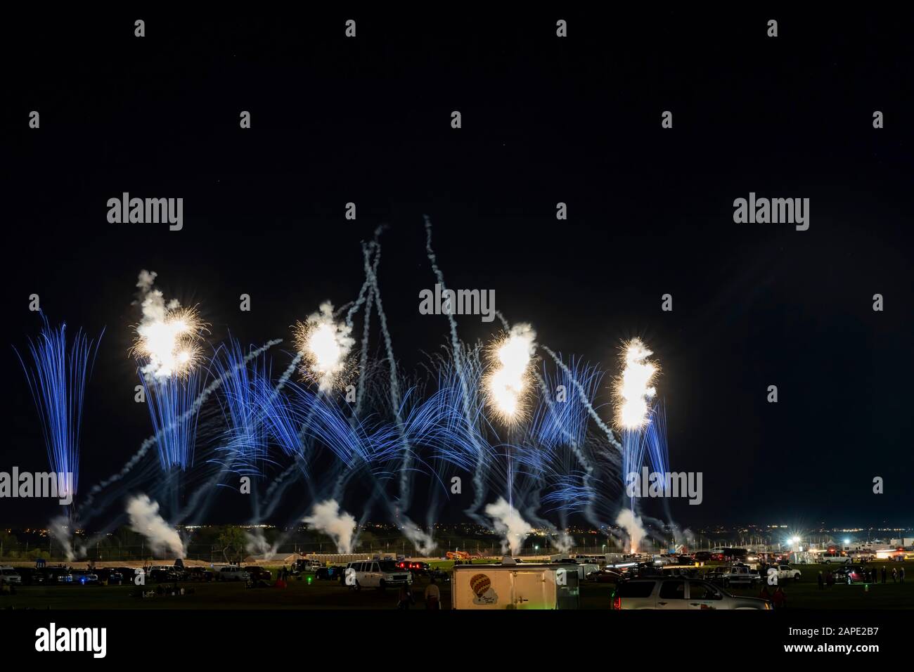 Fireworks of the famous Albuquerque International Balloon Fiesta event ...