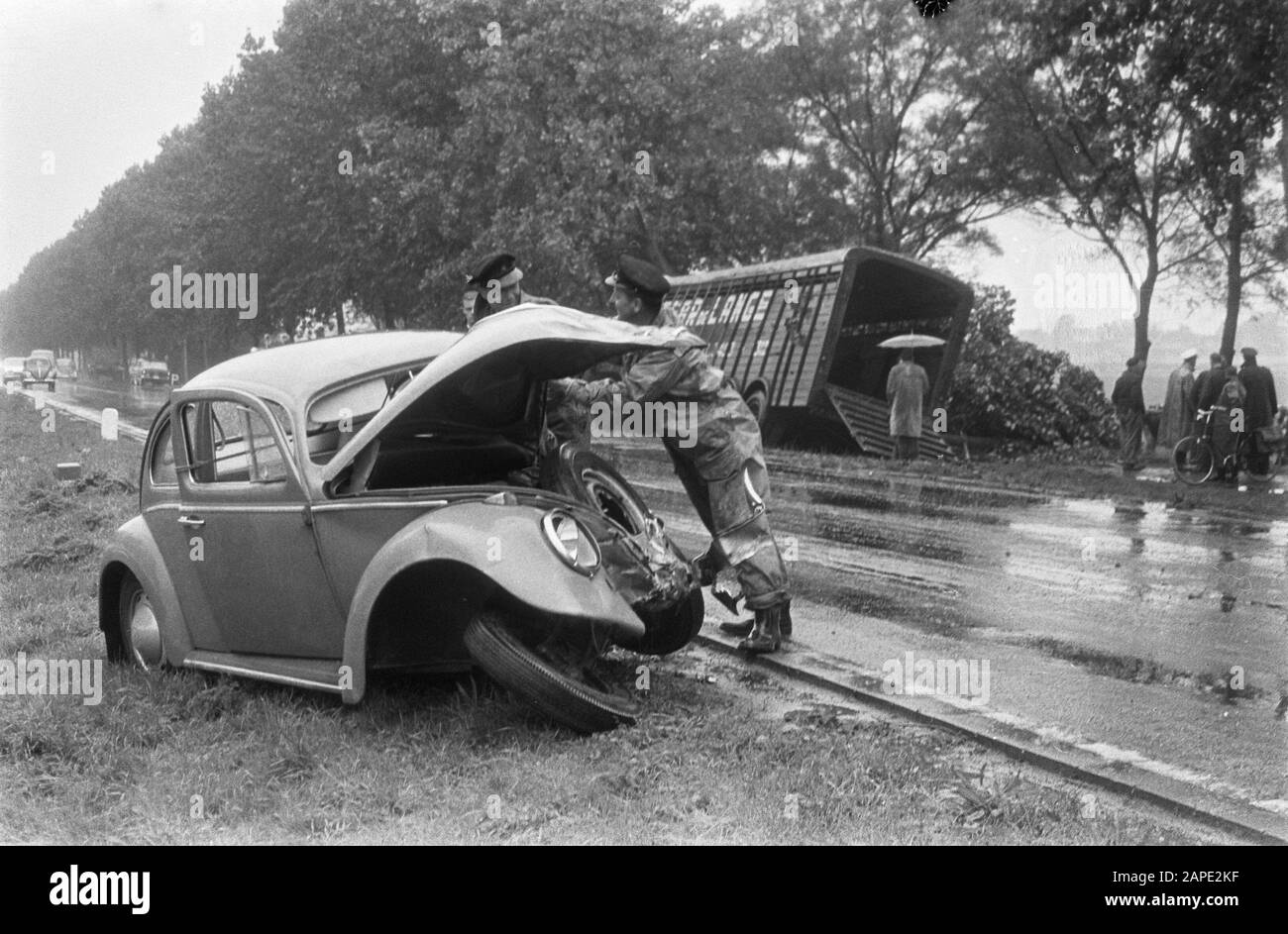 Car accident at Leeuwarderweg. The destroyed volkswagen with in ...