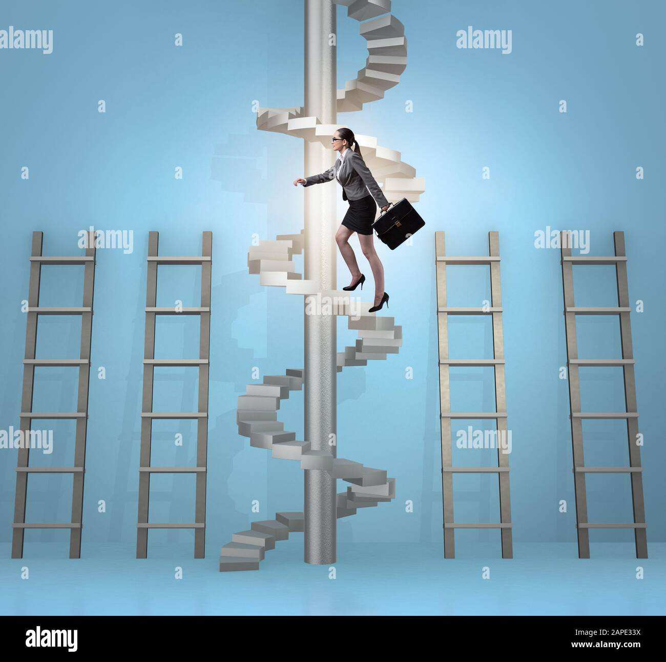 The career progression concept with ladders and staircase Stock Photo ...