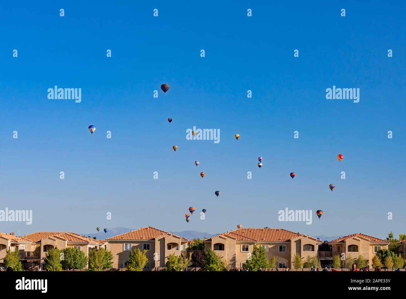 Morning view of the famous Albuquerque International Balloon Fiesta ...
