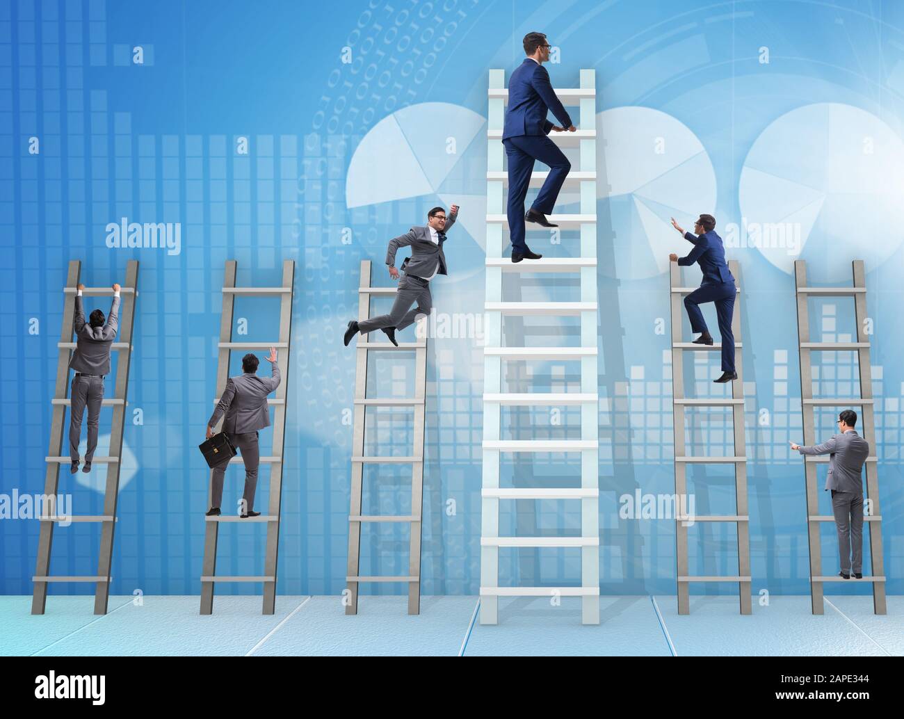 The career progression concept with various ladders Stock Photo - Alamy