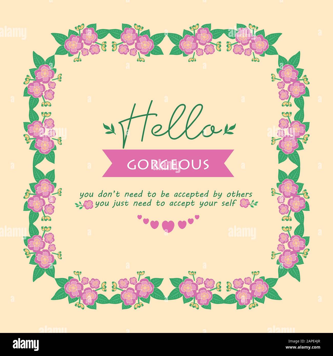 Poster design for hello gorgeous, with elegant style leaf and floral ...