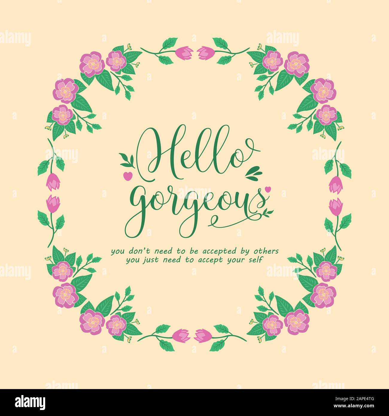Poster design for hello gorgeous, with elegant style leaf and floral ...