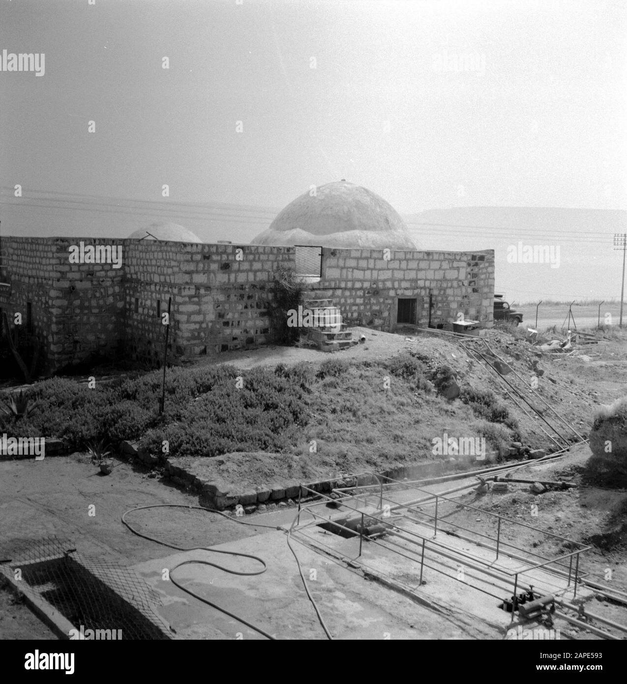 Bathhouse with hot springs on the shore of Lake Tiberias. Israel, Lake ...