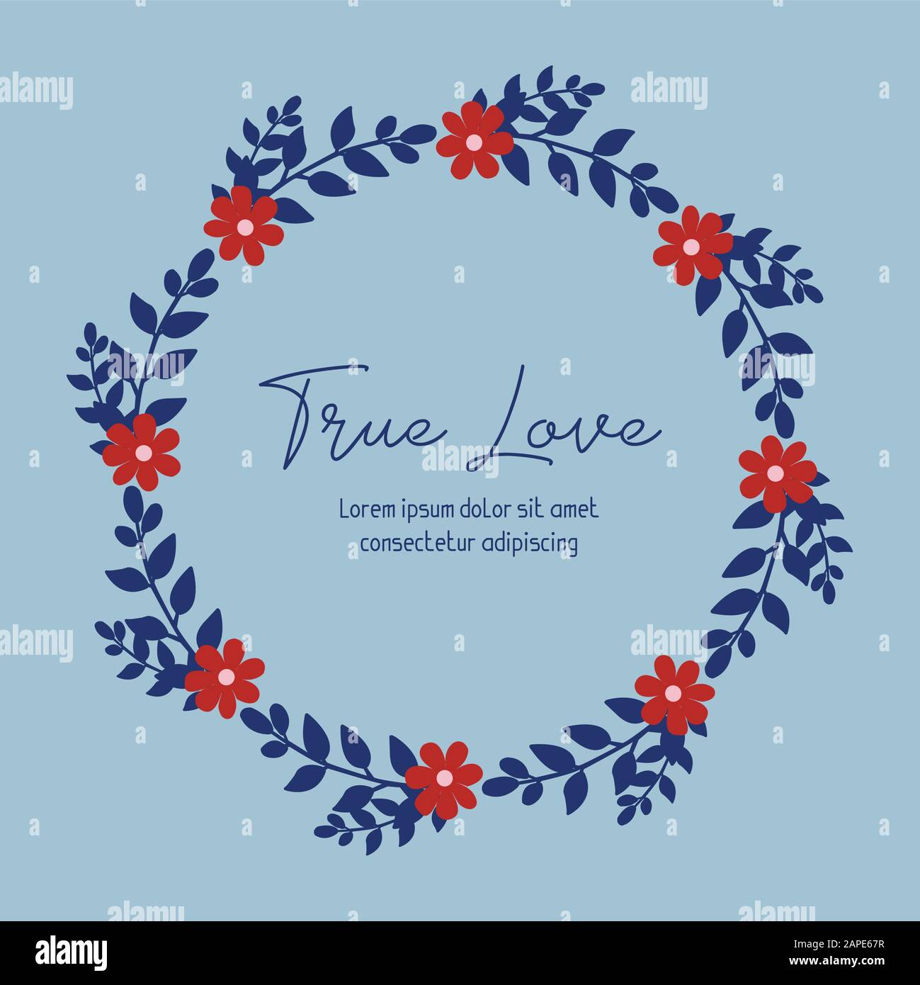 Beautiful true love invitation card design, with ornate of leaf and ...