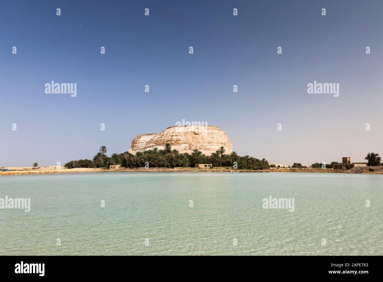 Siwa lake and rock mountain, Siwa Oasis, Siwa, Marsa Matrouh ...