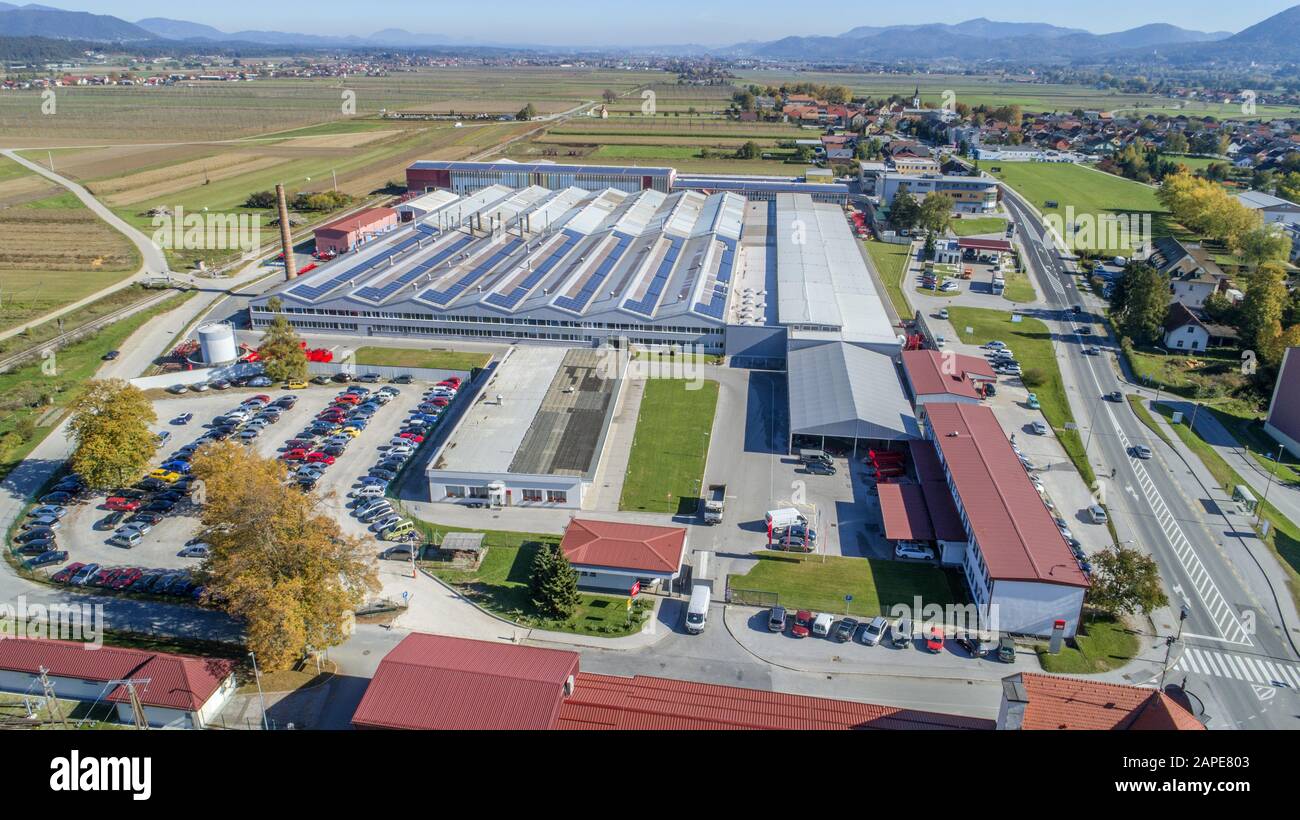 Aerial shot of an industrial facility in Slovenia Stock Photo - Alamy