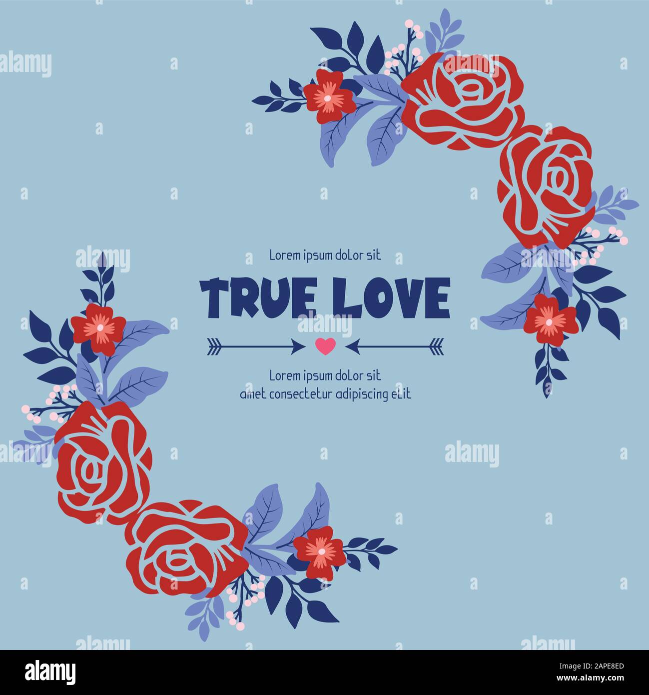 Beautiful red rose wreath frame, for true love invitation card design ...