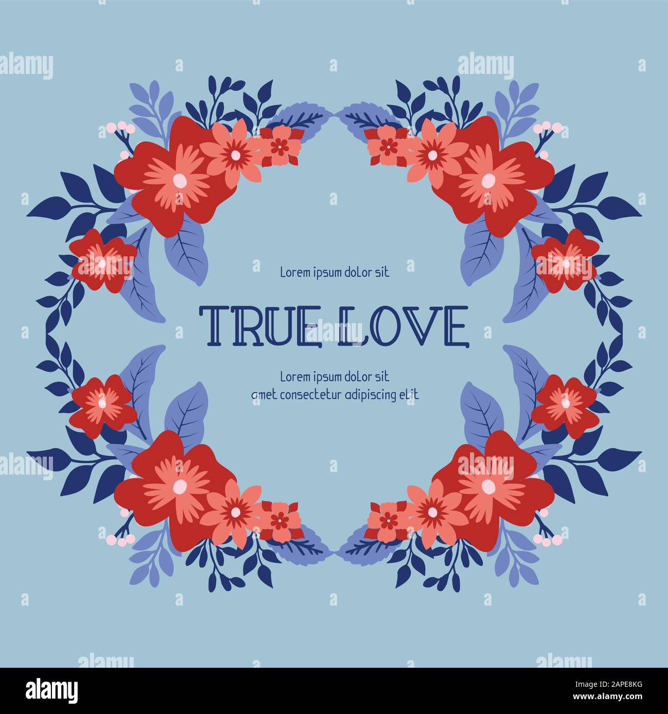 Beautiful red rose wreath frame, for true love invitation card design ...