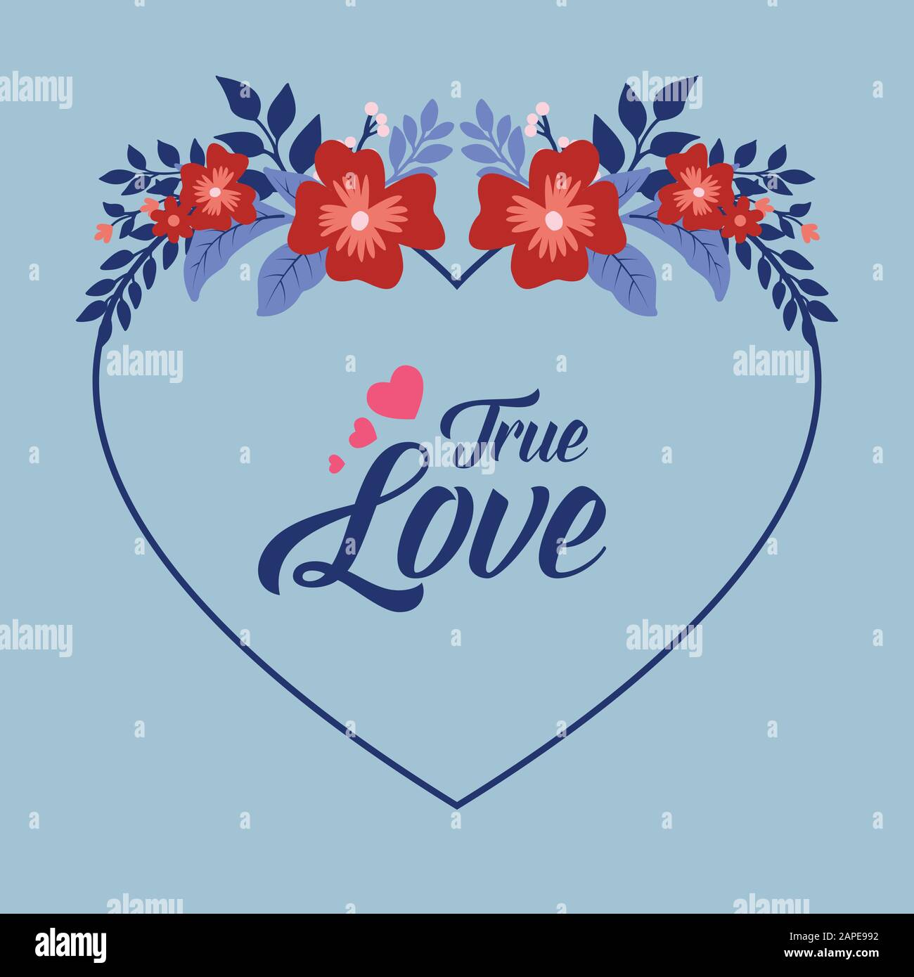 Template for true love card design, with beautiful of leaf and red rose ...