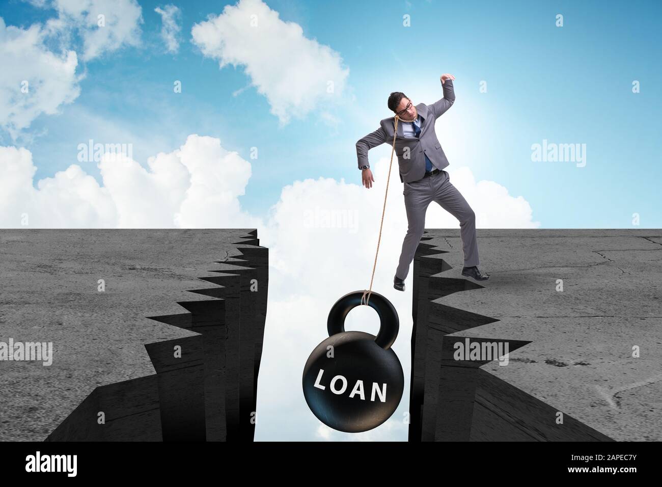 The concept of debt and load with businessman Stock Photo - Alamy