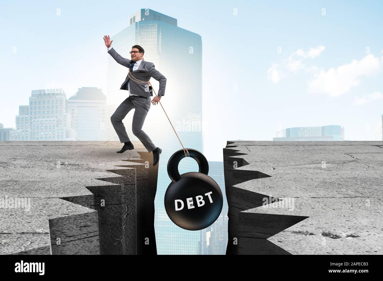 The concept of debt and load with businessman Stock Photo - Alamy