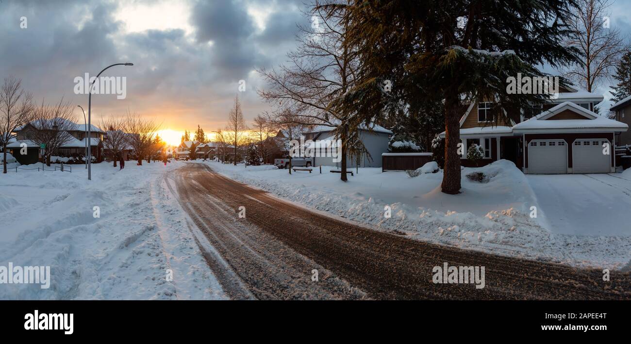 Residential Neighborhood in the Suburbs during a Dramatic Colorful ...