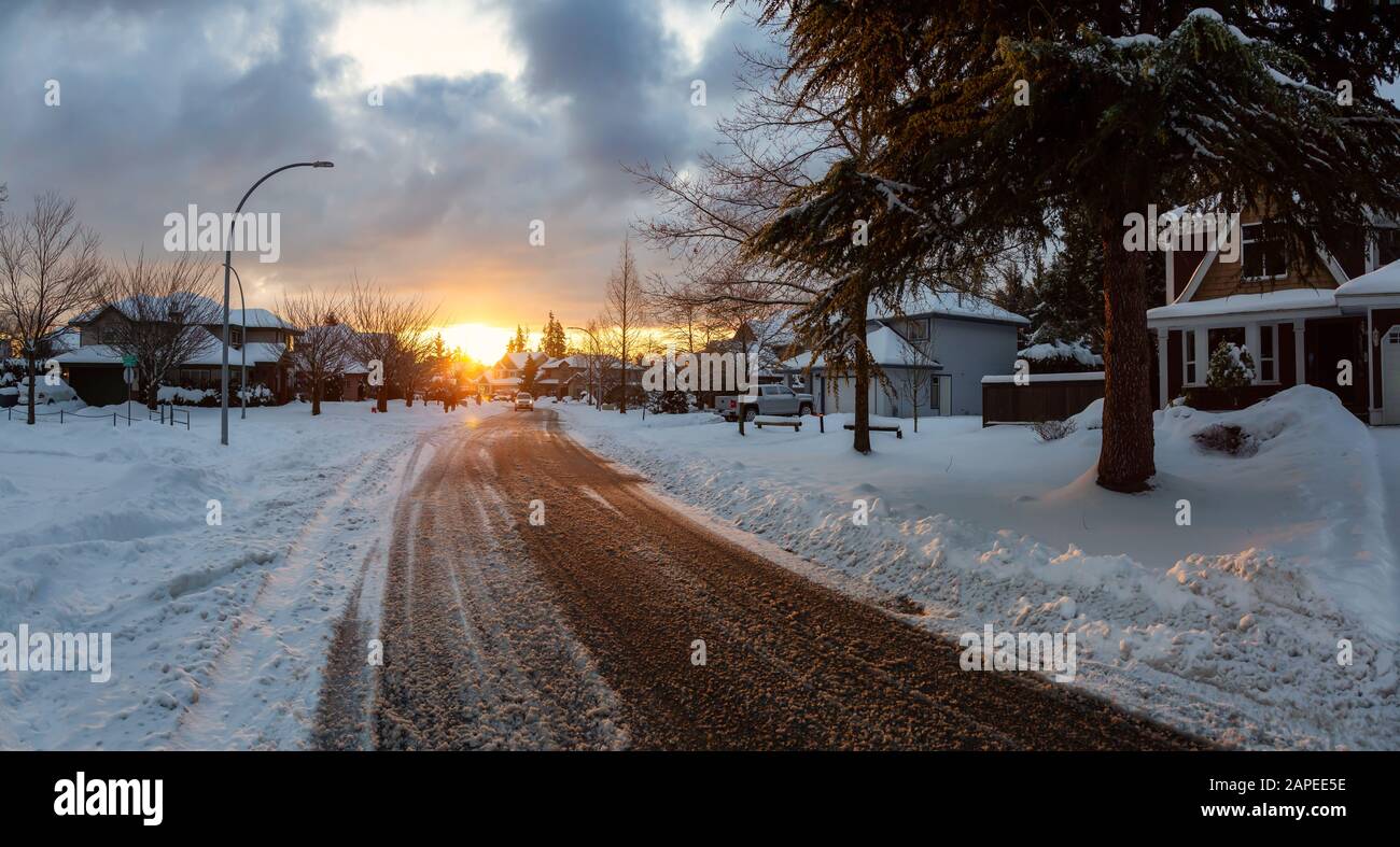 Residential Neighborhood in the Suburbs during a Dramatic Colorful ...