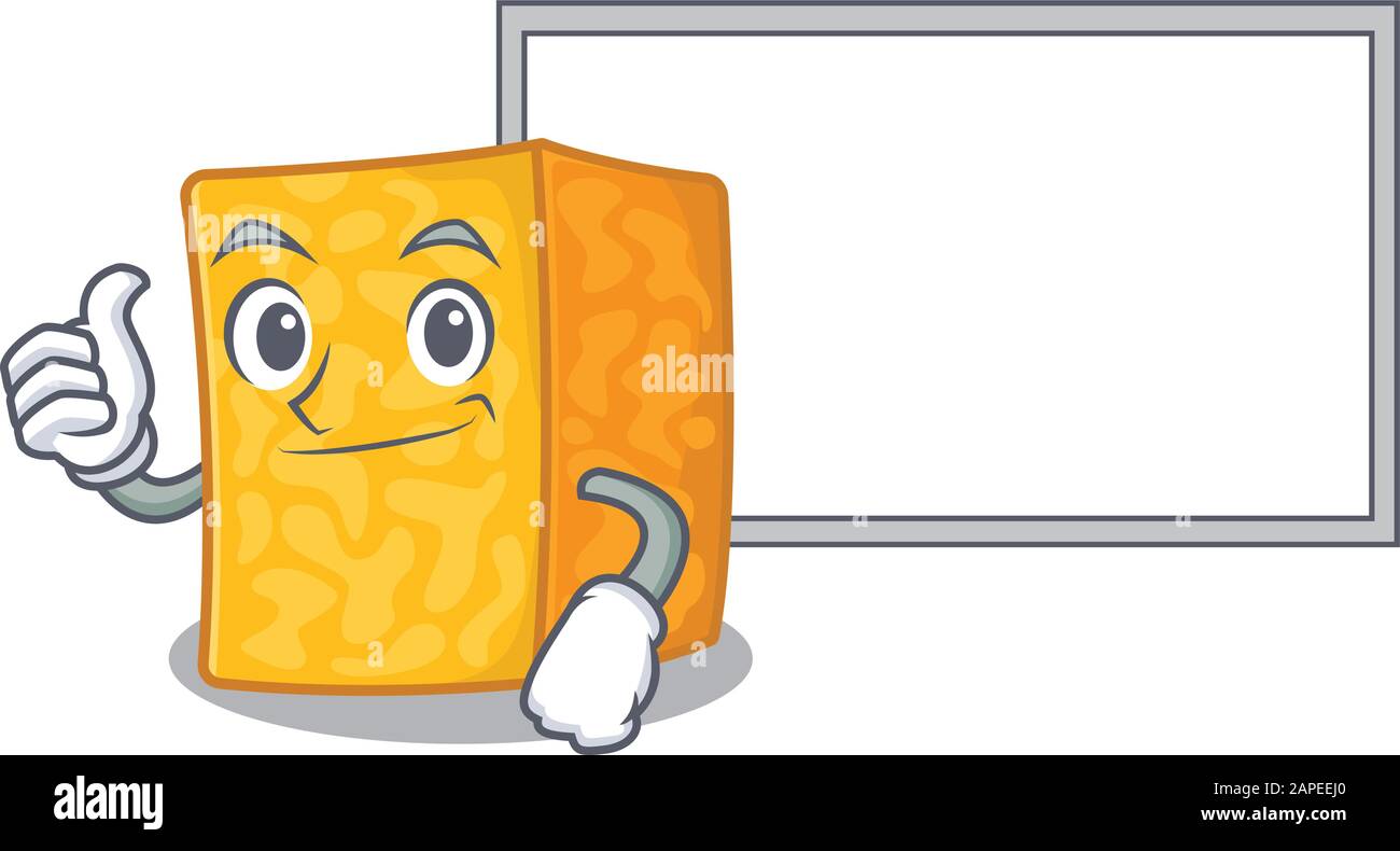 Thumbs up of colby jack cheese cartoon design with board Stock Vector ...
