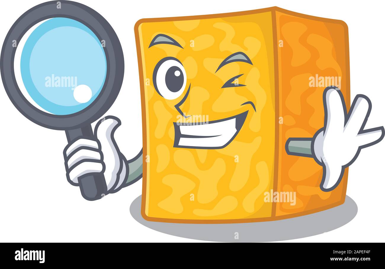 Cool and Smart colby jack cheese Detective cartoon mascot style Stock ...