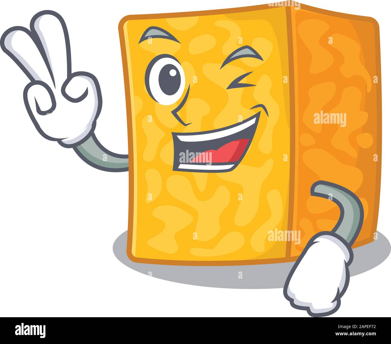Smiley mascot of colby jack cheese cartoon Character with two fingers ...