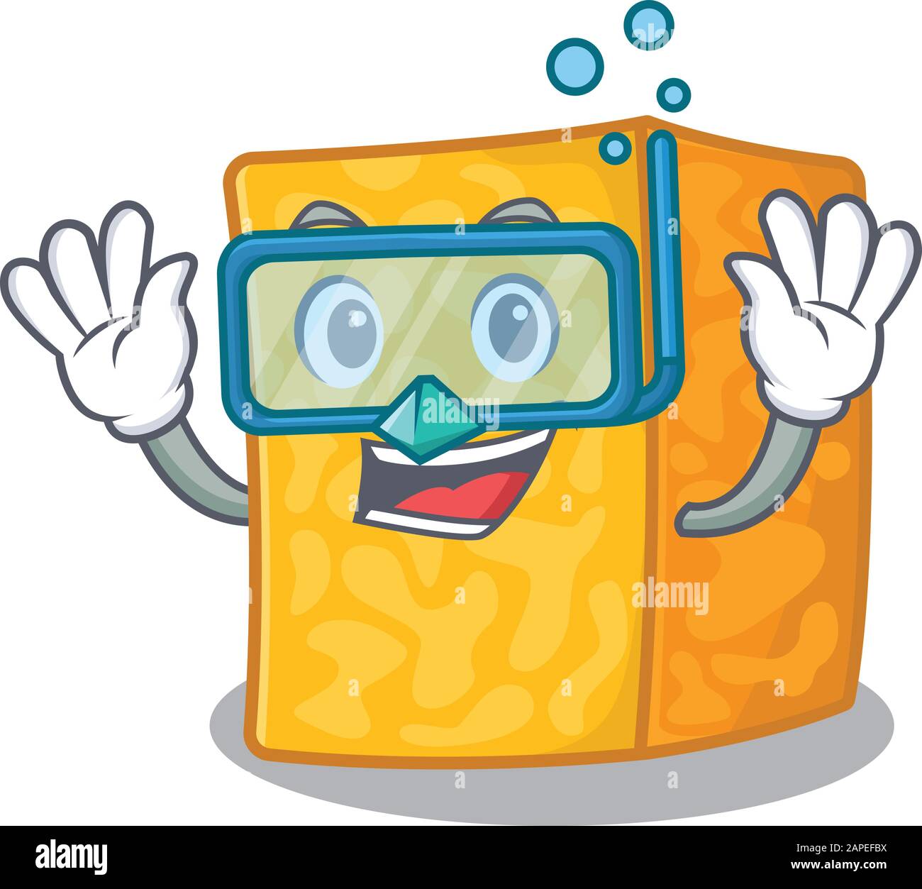 cartoon character of colby jack cheese wearing Diving glasses Stock ...