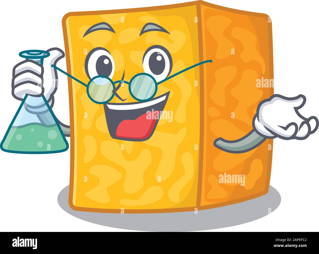 Smart Professor colby jack cheese cartoon character with glass tube ...