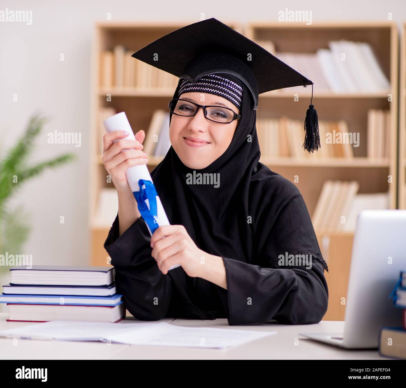 The muslim girl in hijab studying preparing for exams Stock Photo - Alamy