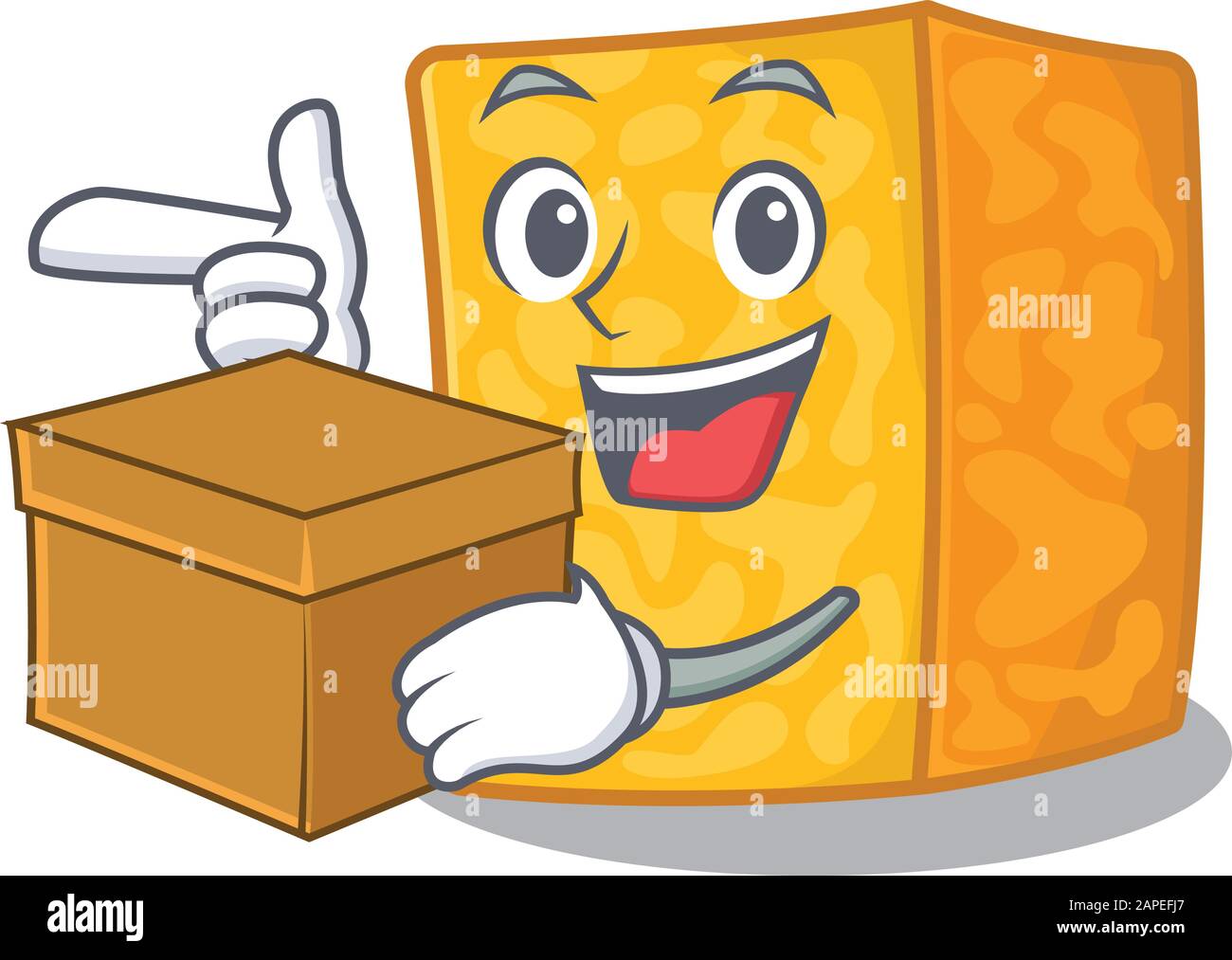 Cute colby jack cheese cartoon character having a box Stock Vector ...