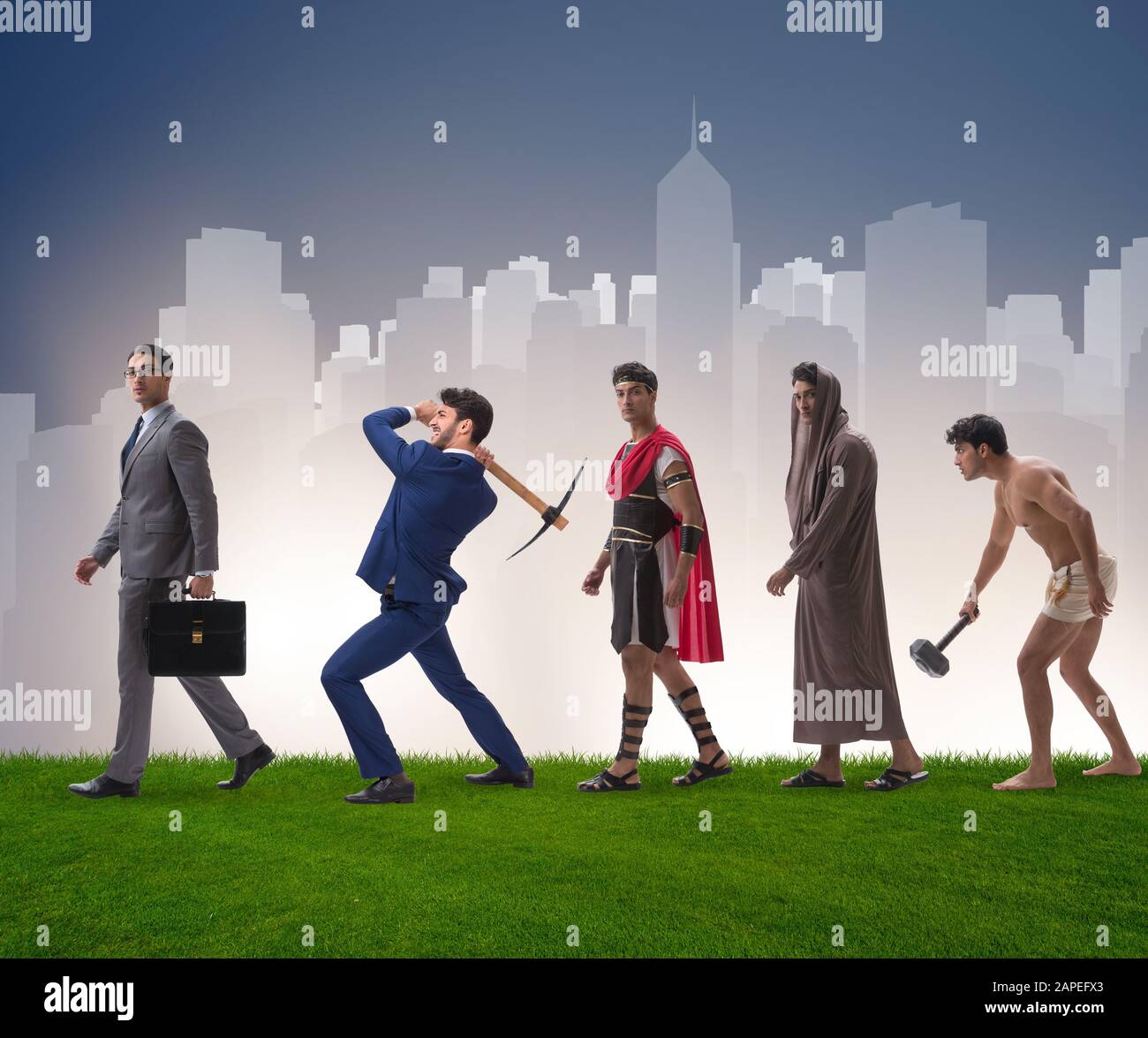The progression of man mankind from ancient to modern Stock Photo - Alamy
