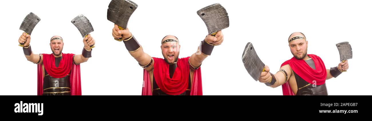 The gladiator isolated on white background Stock Photo - Alamy