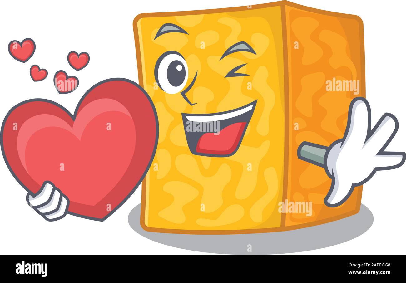 Funny Face colby jack cheese cartoon character holding a heart Stock ...
