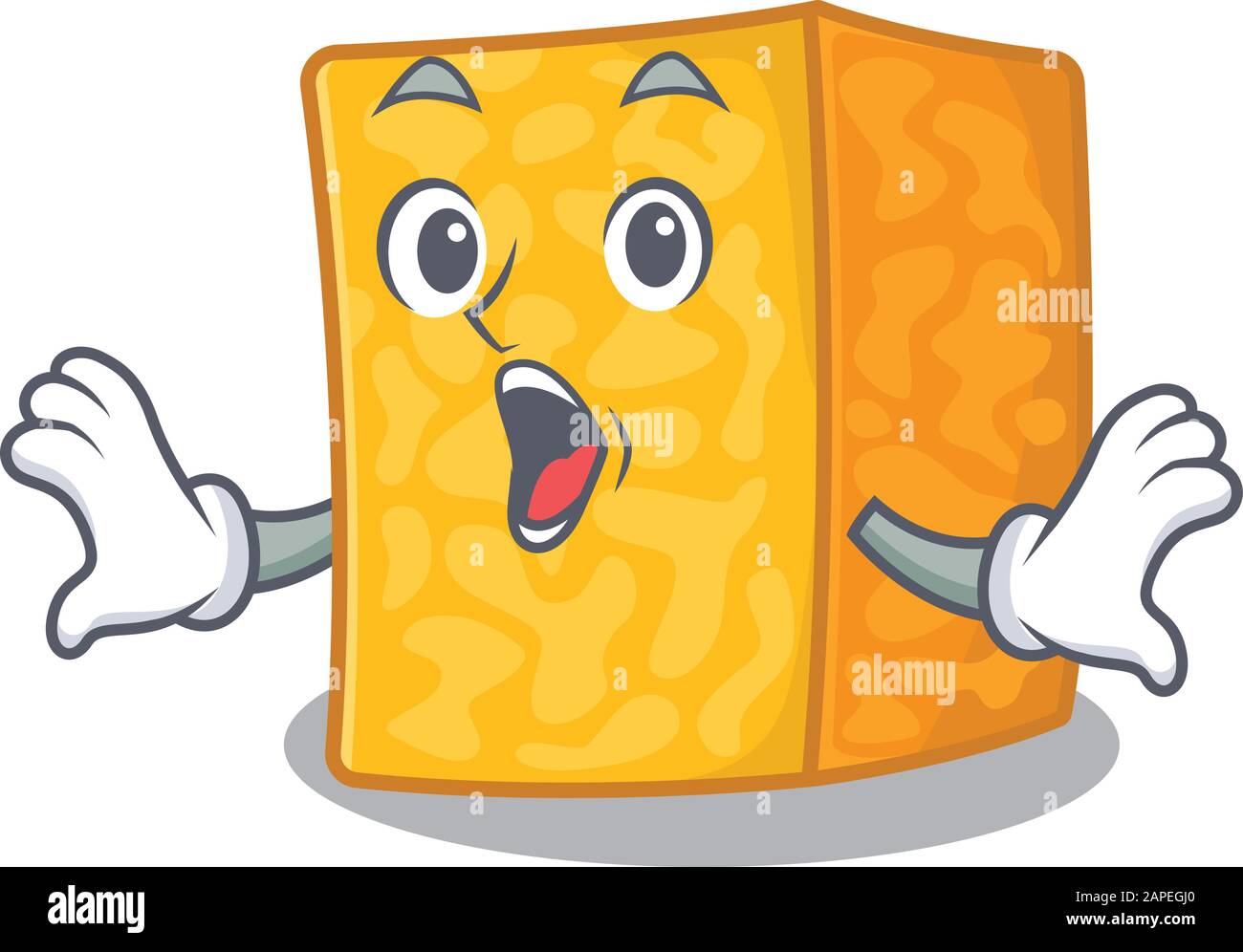 colby jack cheese cartoon character design on a surprised gesture Stock ...