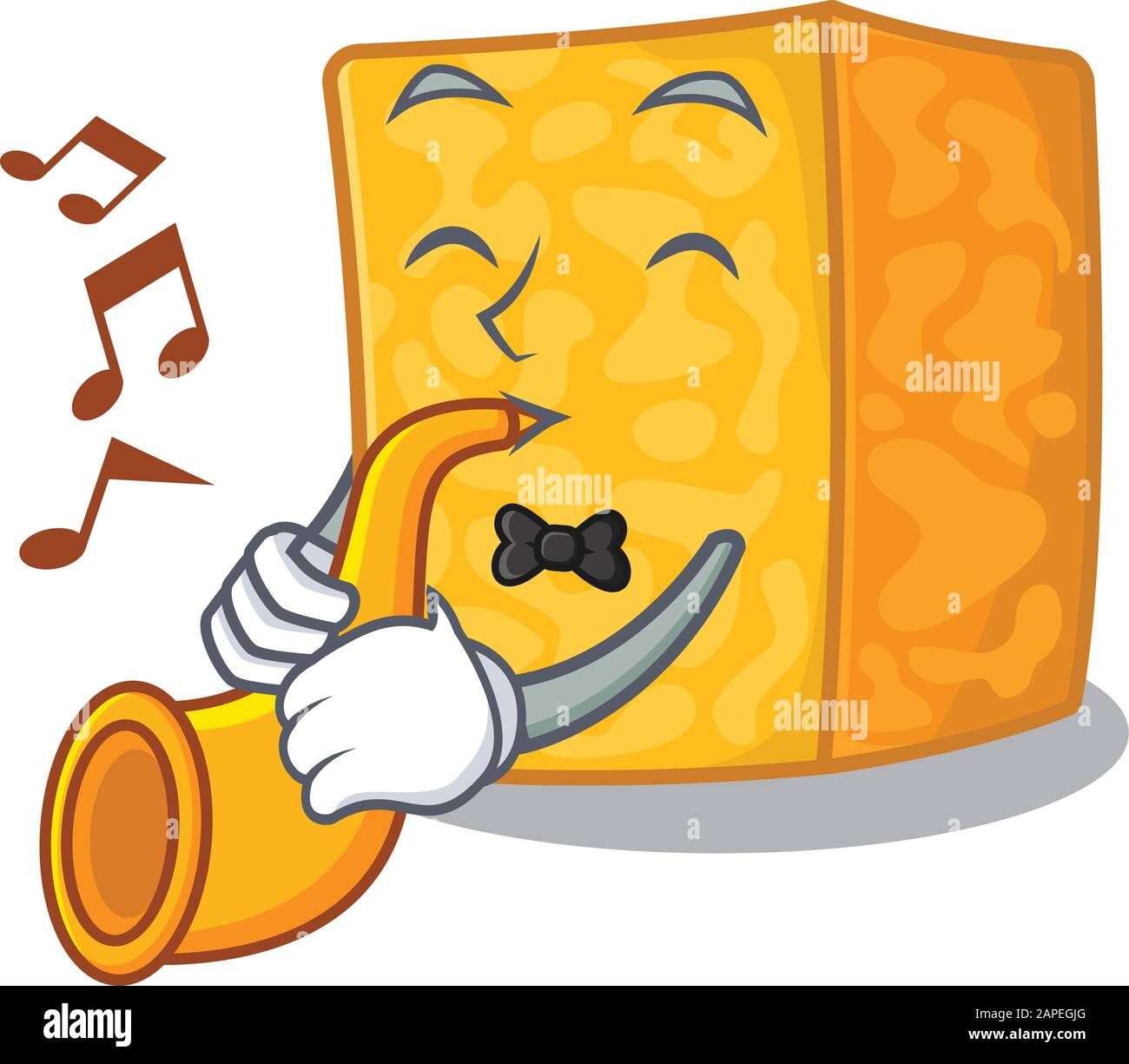cartoon character style of colby jack cheese performance with trumpet ...