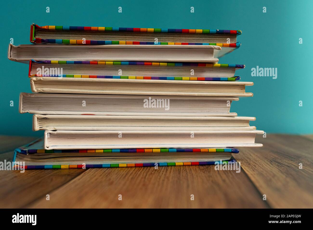 A stack of different bookmarks with bookmarks for pages. Book binding ...