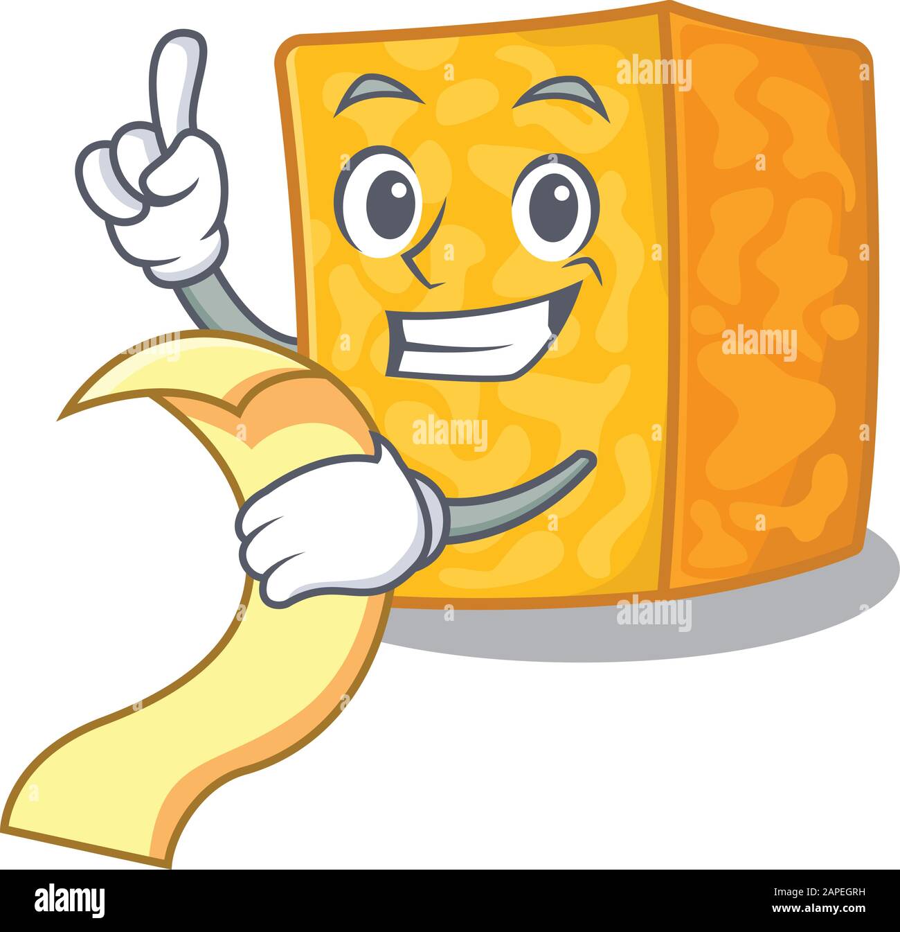 A funny cartoon character of colby jack cheese with a menu Stock Vector ...