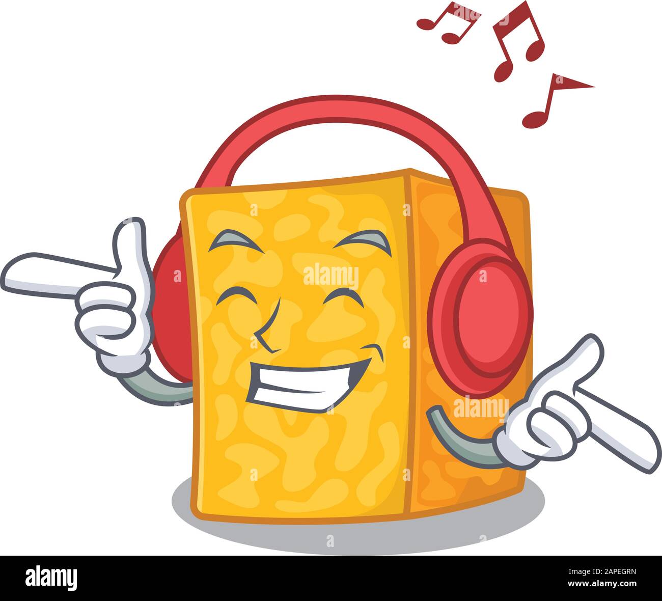 Listening music colby jack cheese mascot cartoon character design Stock ...