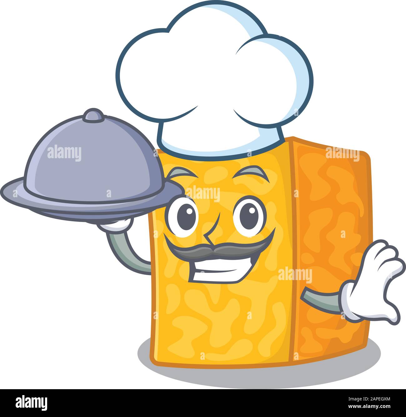 cartoon design of colby jack cheese as a Chef having food on tray Stock ...