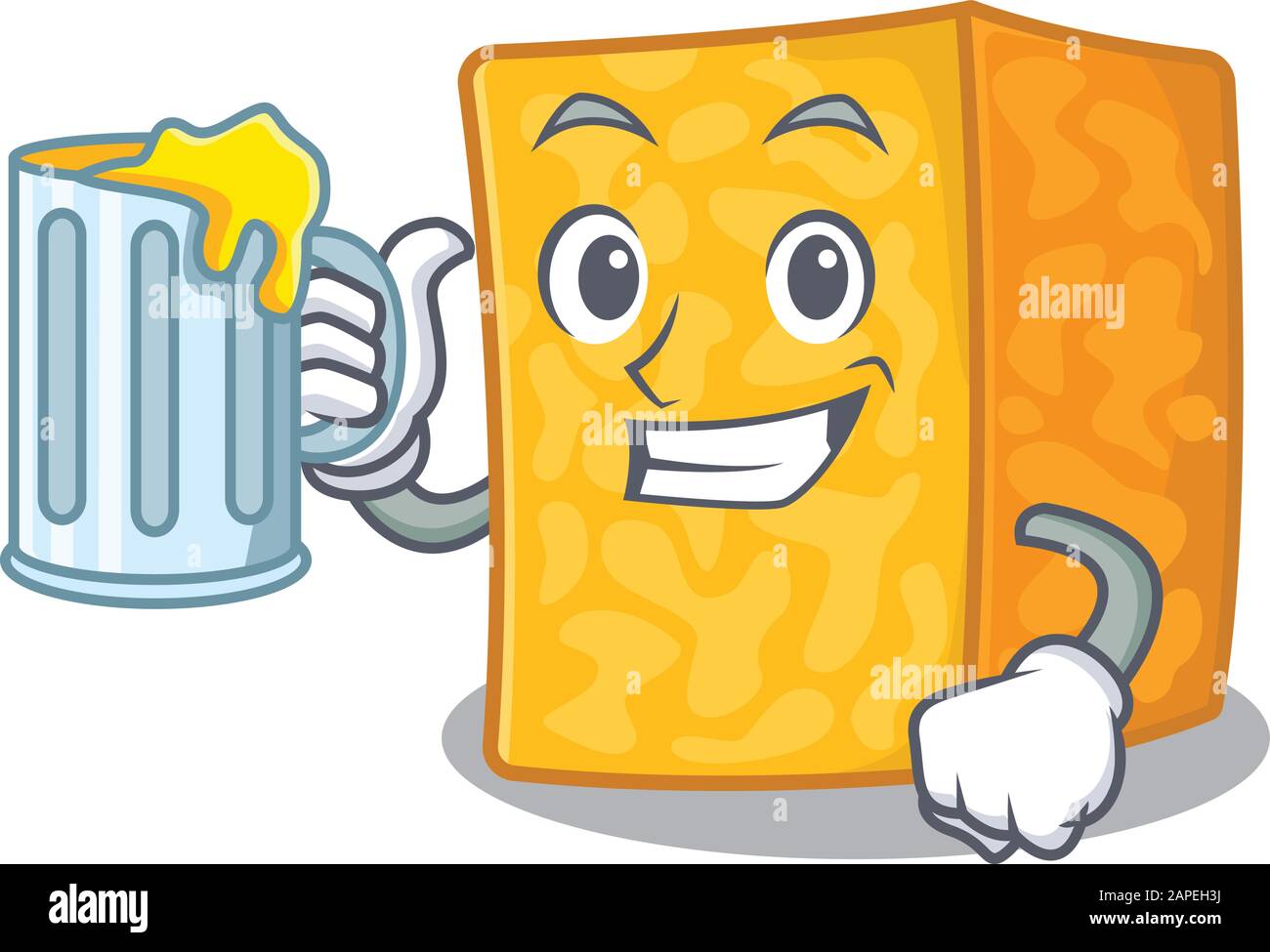 Happy colby jack cheese mascot design with a big glass Stock Vector ...