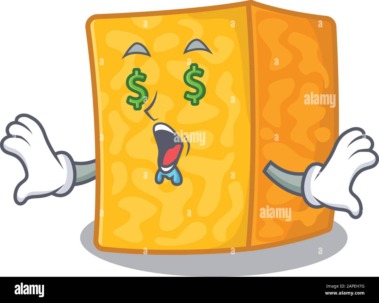 Happy rich colby jack cheese with Money eye cartoon character style ...