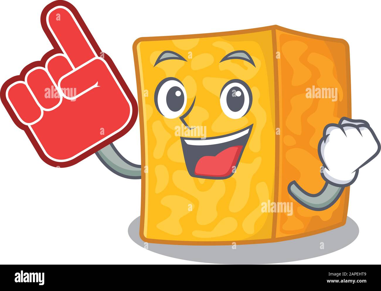 Colby jack cheese mascot cartoon style holding a Foam finger Stock ...