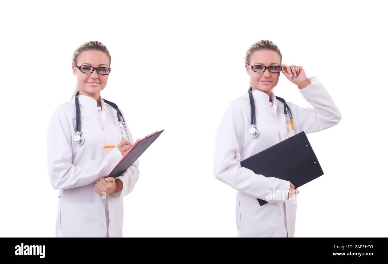 The female doctor isolated on white Stock Photo - Alamy