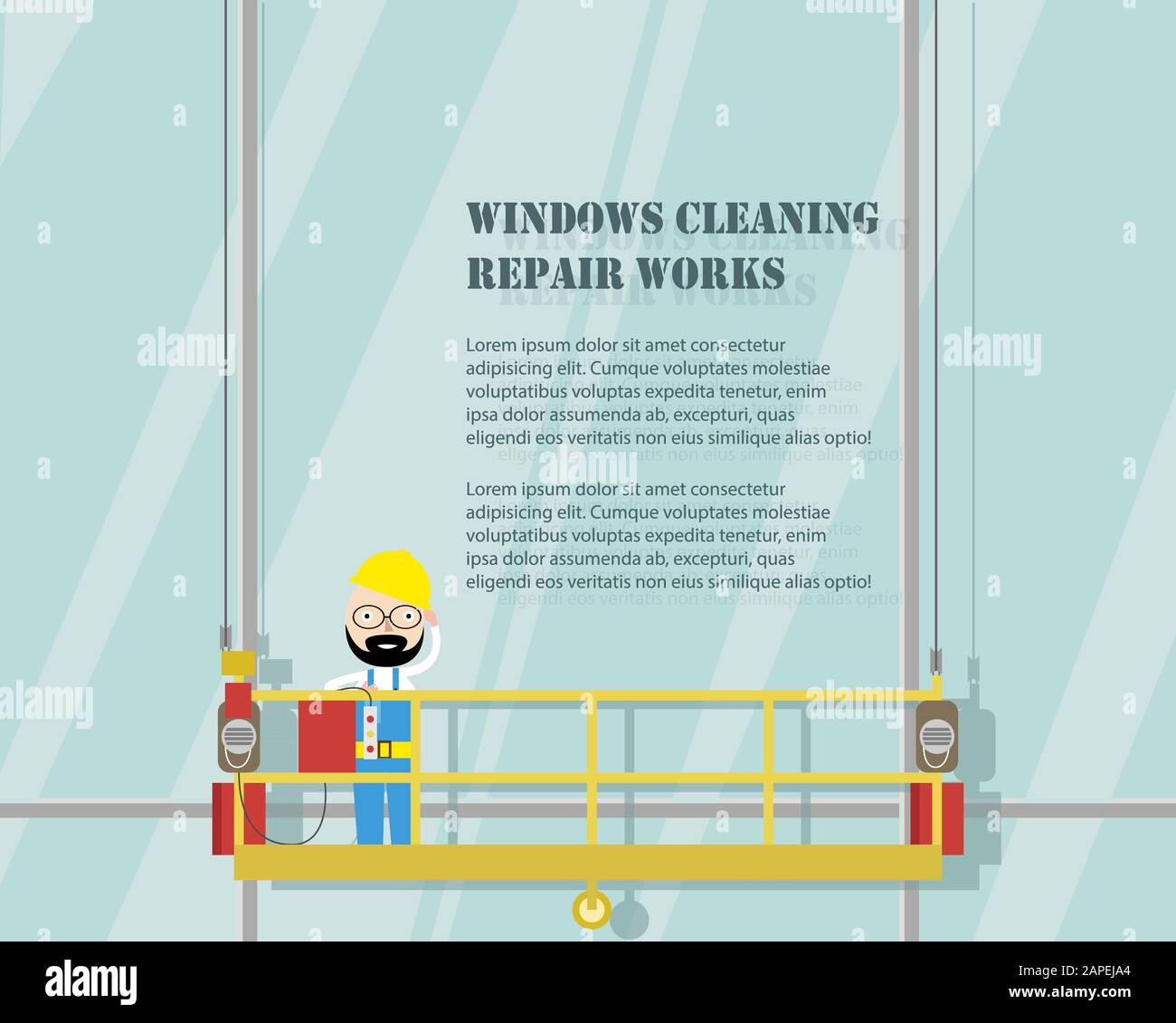 Cleaning the windows of a skyscraper. Carrying out repair work at ...