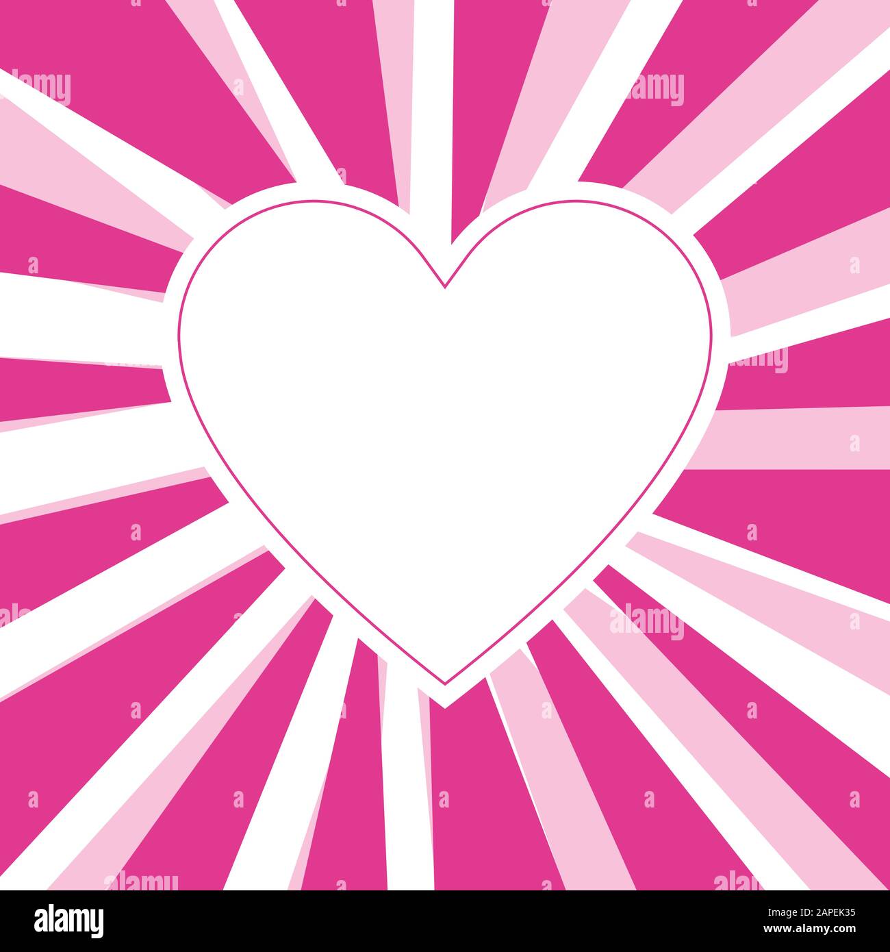 Pink sunshine background, abstract sunburst template with heart in the ...