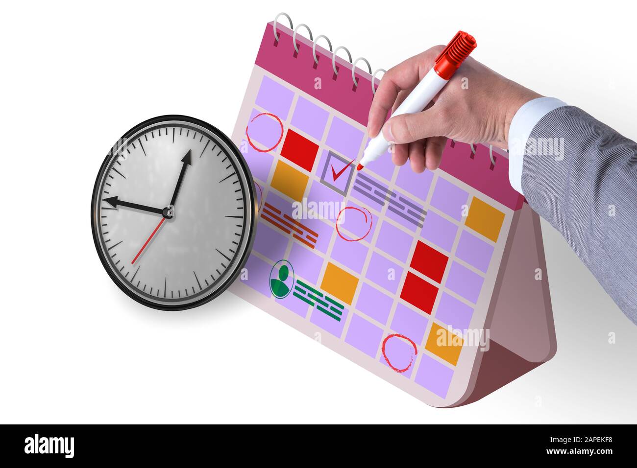 The business calendar concept with businessman Stock Photo - Alamy