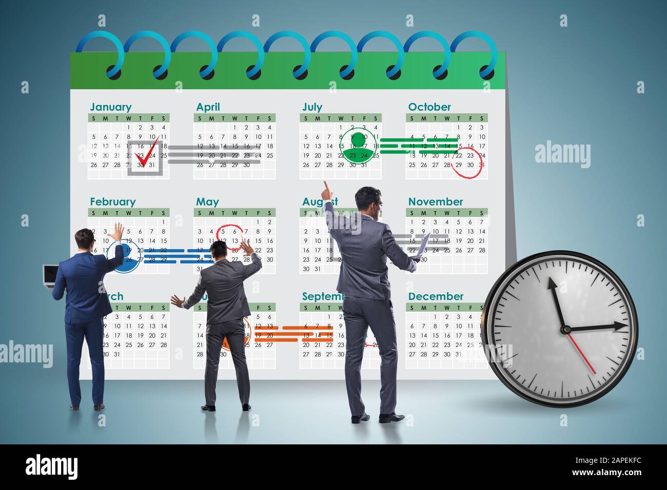 The business calendar concept with businessman Stock Photo - Alamy