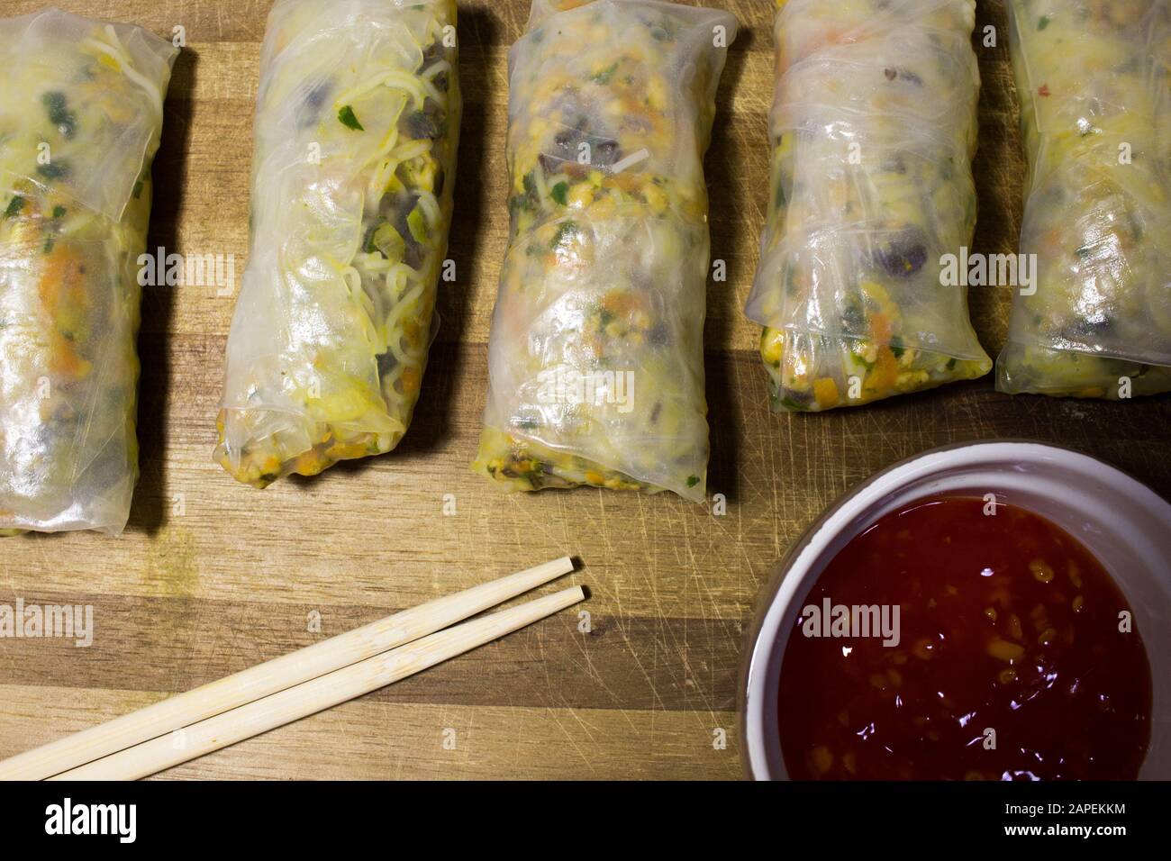 Closeup of vietnamese spring rolls in rice paper, Traditional ...