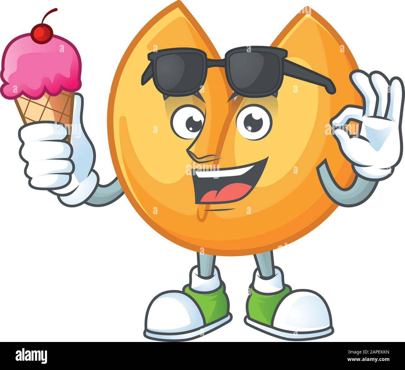 Chinese fortune cookie mascot cartoon design with ice cream Stock ...