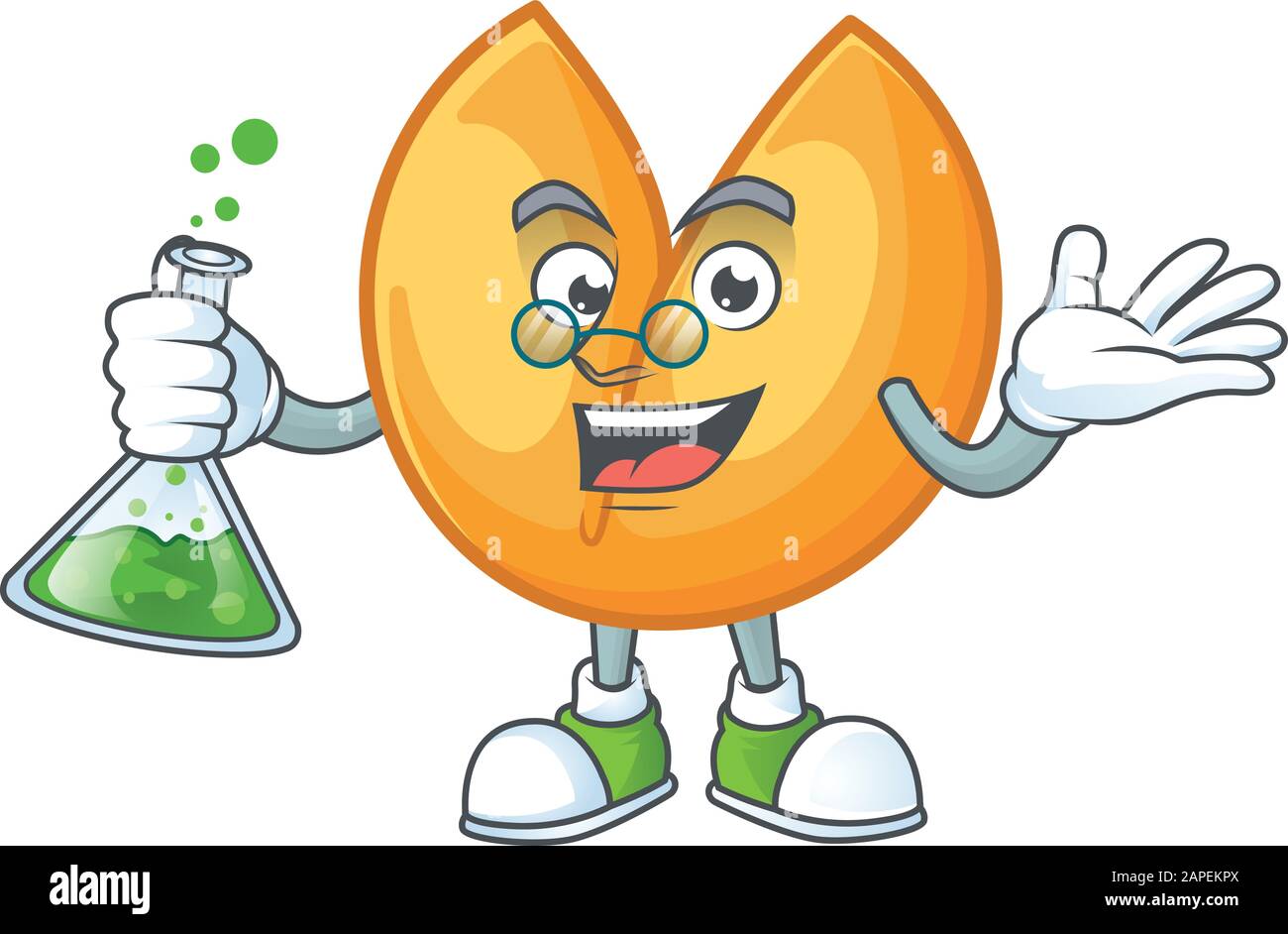 Smart Professor chinese fortune cookie cartoon character with glass ...