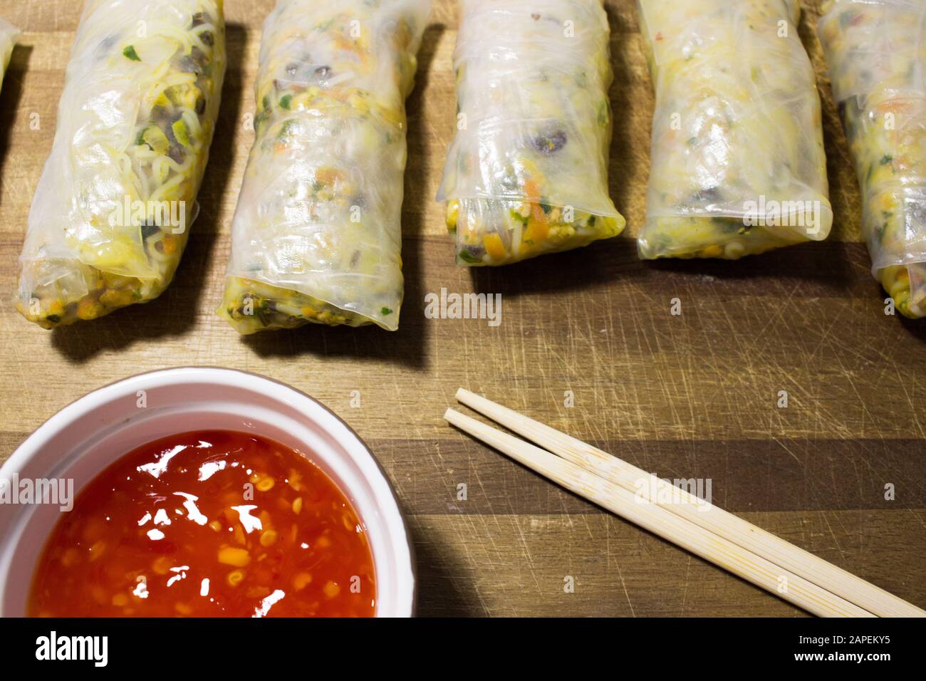 Closeup of vietnamese spring rolls in rice paper, Traditional ...